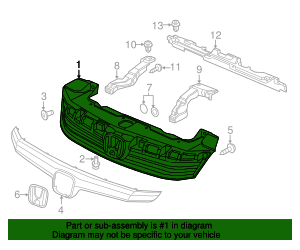 71121-TR0-A01 - Base, Front Grille - 2012 Honda Civic | Genuine Honda Parts