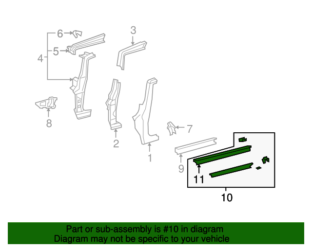 61402-35031 - Rocker Panel Reinforcement 2007-2014 Toyota FJ Cruiser ...