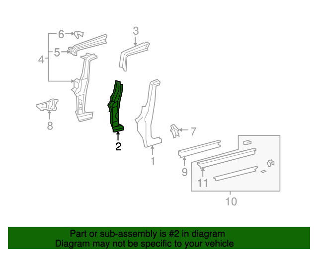 61108-35061 - Pillar Reinforced 2007-2014 Toyota FJ Cruiser | Group 1 ...