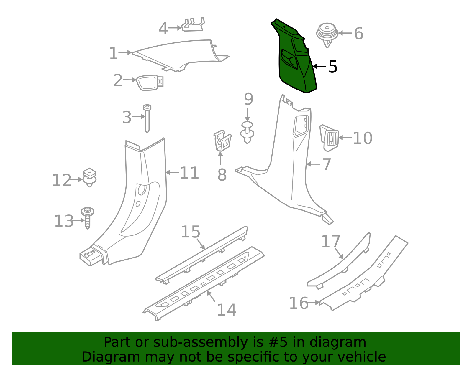 Genuine BMW 51-43-5-A0D-AF2 | Upper Center Pillar Trim | FREE Shipping ...