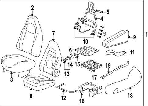 Passenger Seat Components for 2010 Chevrolet Express 1500 ...