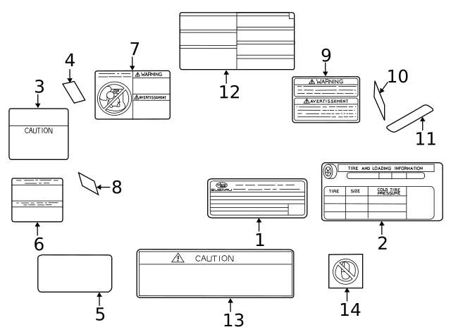 2019-2021 Subaru Ascent AC Label 73772XC00A | Subaru Parts Store