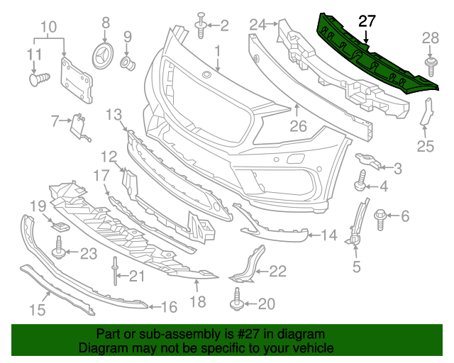 156-885-04-65 - Bumper Impact Absorber Bracket 2015-2017 Mercedes-Benz ...