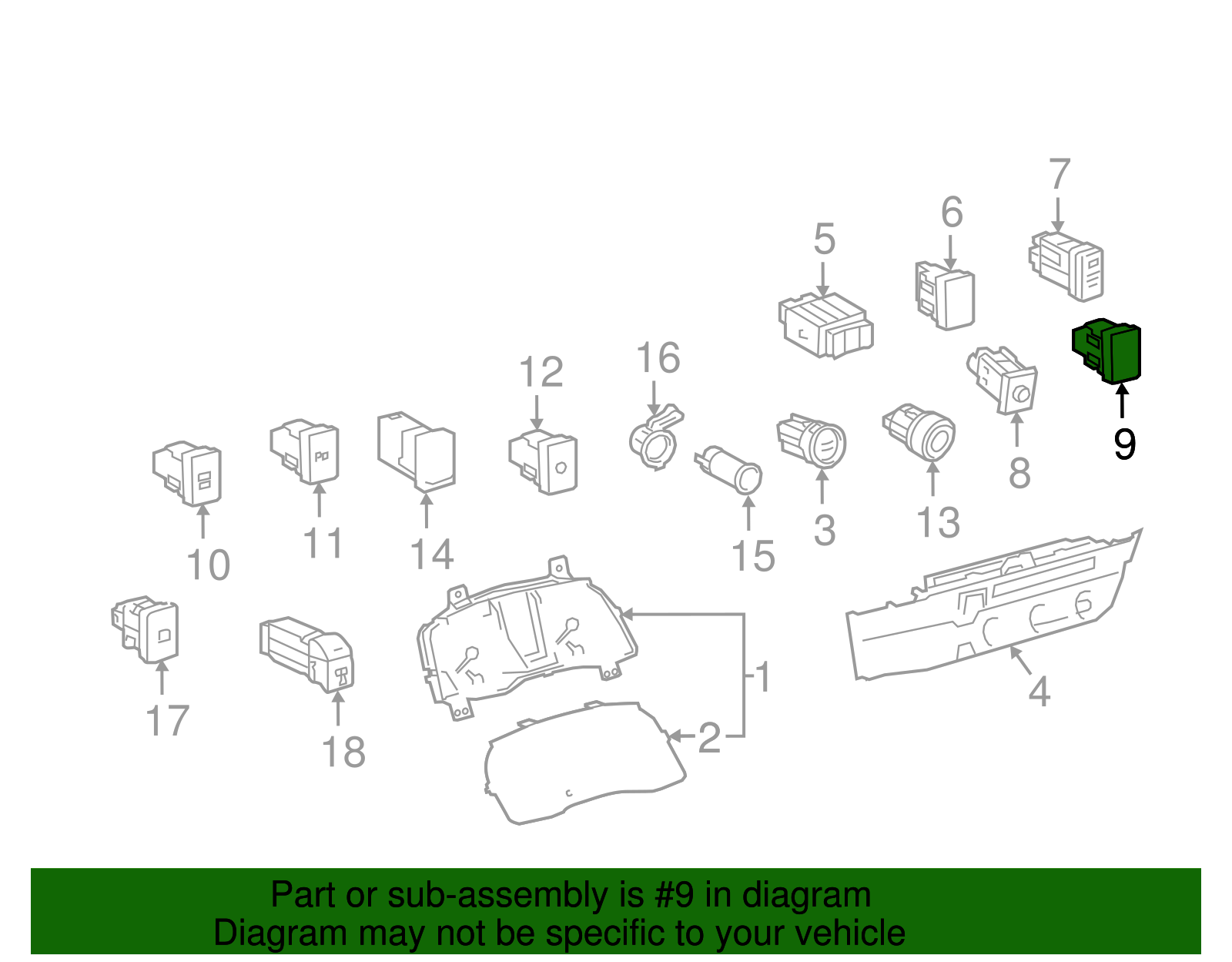 2016-2023 Toyota Tacoma Switch 84470-04010 | Retail Performance Auto Parts