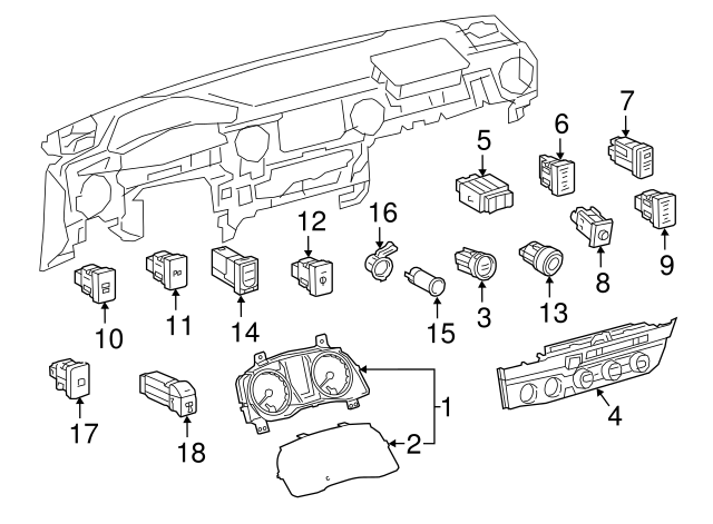 2016-2018 Toyota Tacoma Dash Control Unit 55900-04141-B1 | Toyota Parts ...