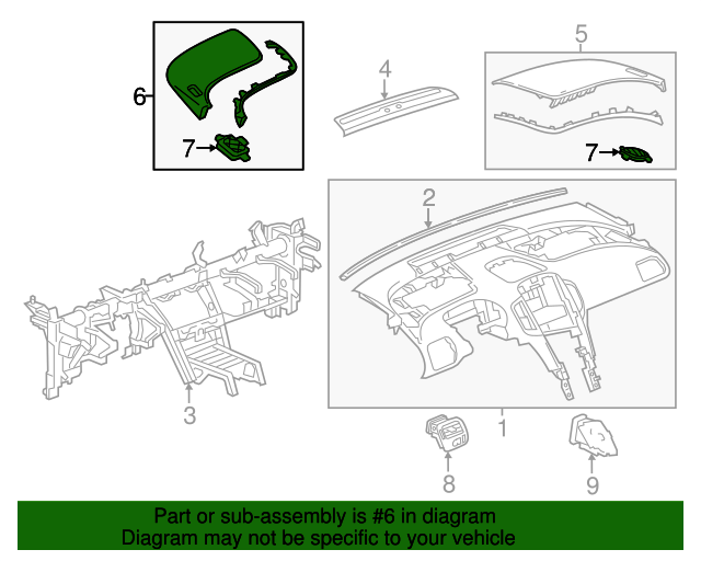 22886836 GM Jet Black Driver Side Instrument Panel Upper Trim Panel ...