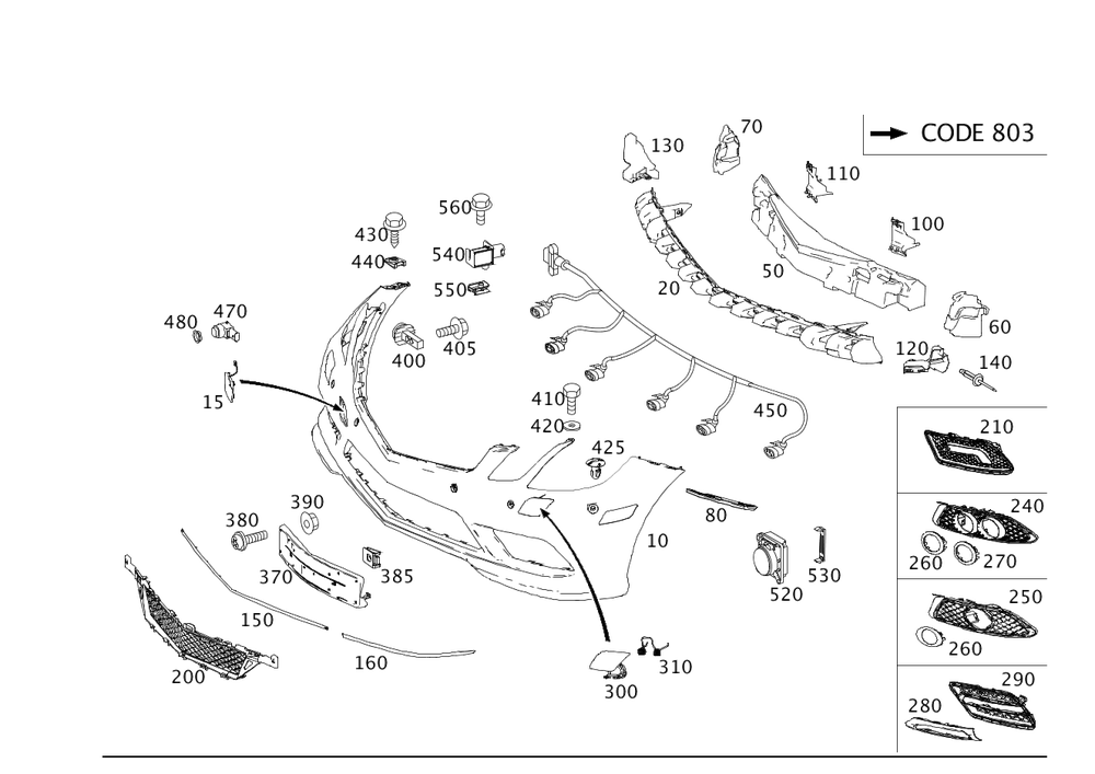 207-885-04-24 - Cover, Bumper Area 2012-2017 Mercedes-Benz E550 ...