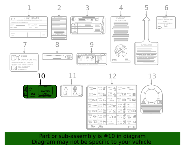 Genuine AC Label for 2018 Land Rover Range Rover Velar | Land Rover ...