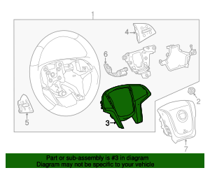 2015-2020 Cadillac Cover-Strg Whl Spoke *Sumi Black Tmoo 84310997 ...