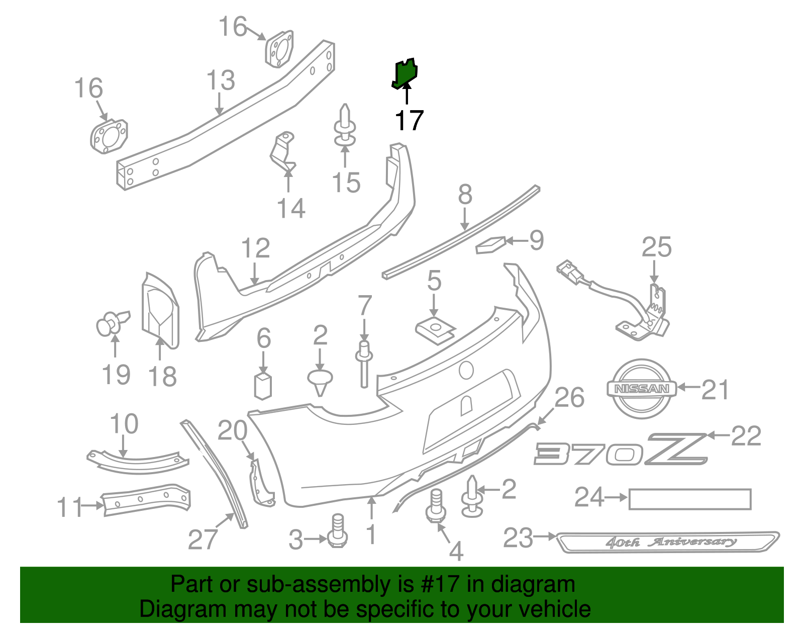 2015-2020 Nissan 370Z Tow Bracket Cover 85010-6GA0A | Nissan Parts Central