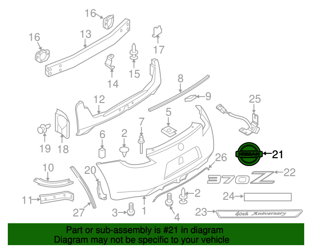 2004-2020 Nissan Deck Lid Emblem 84890-CE400 | Nissan Parts Plus