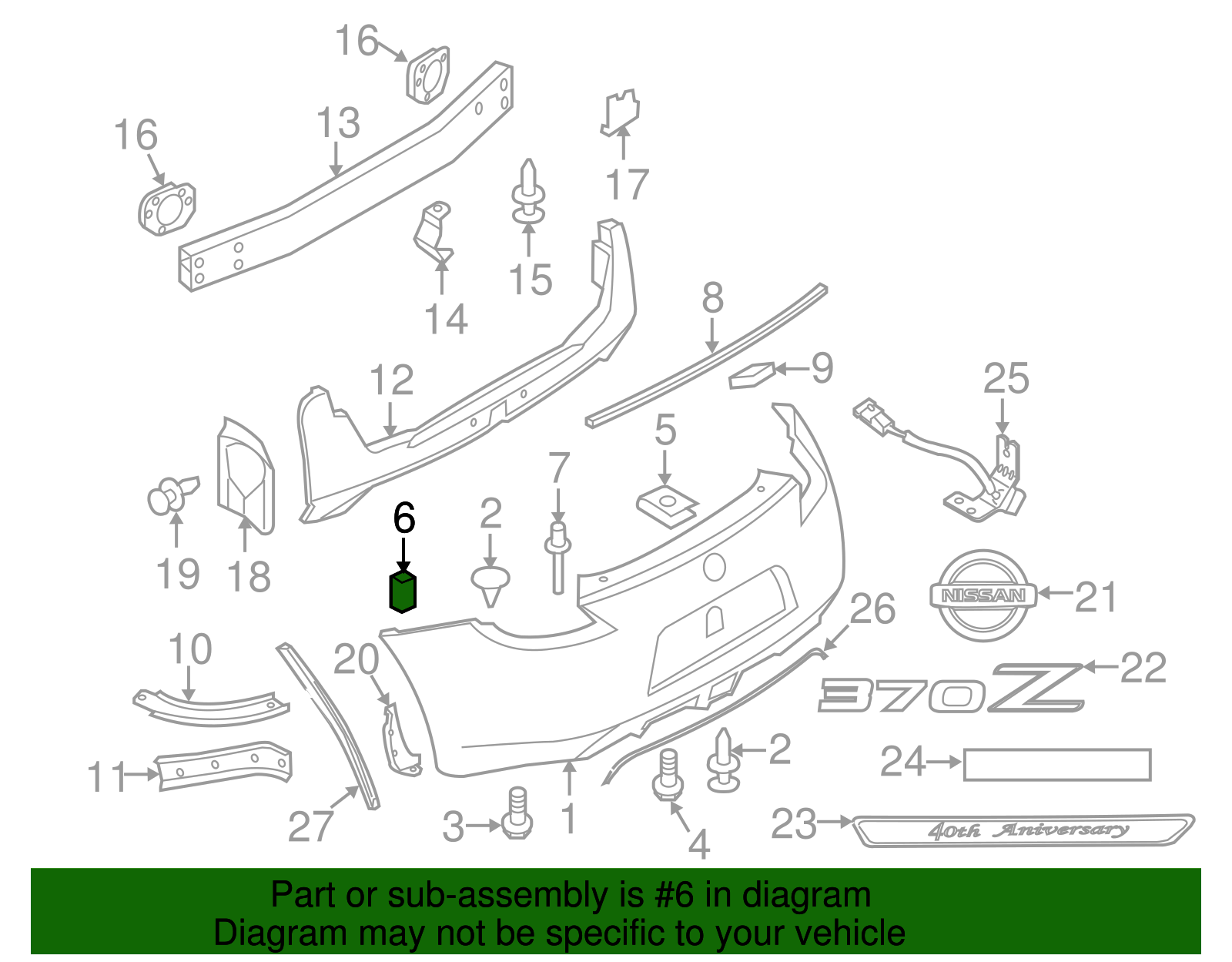 2009-2025 Nissan Bumper Cover Grommet 85099-1EA0A | Parts for Nissans