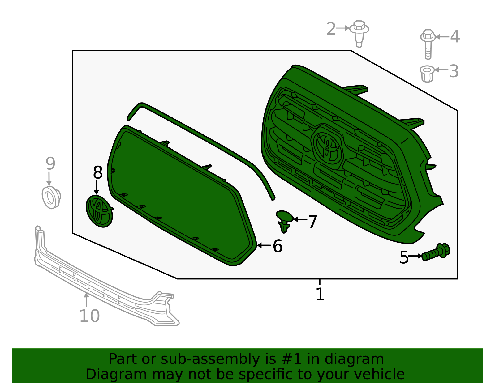 Genuine Toyota Upper Grille part# 53100-04500-A0 for 2016-2017 Toyota ...