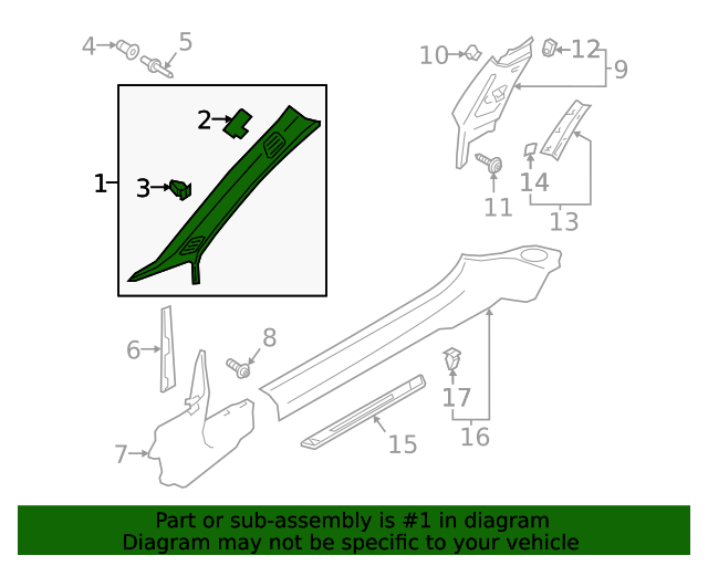 2018-2022 Audi Windshield Pillar Trim 8W6-867-233-C-1RO | Audi USA Parts