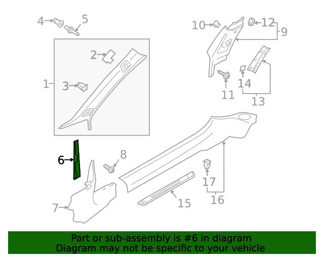 2018-2023 Audi Body A-Pillar Trim Panel 8W6-868-203-A-DS2 | Audi USA Parts