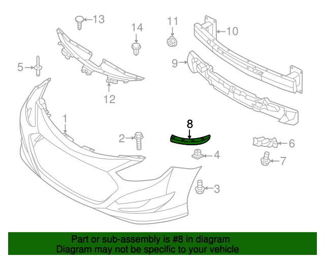 Genuine Bumper Cover Support Rail for 2011-2015 Hyundai Sonata | Part ...
