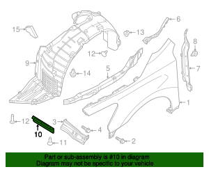 2016-2018 Nissan Altima Fender Liner Protector - Passenger Side (RH ...