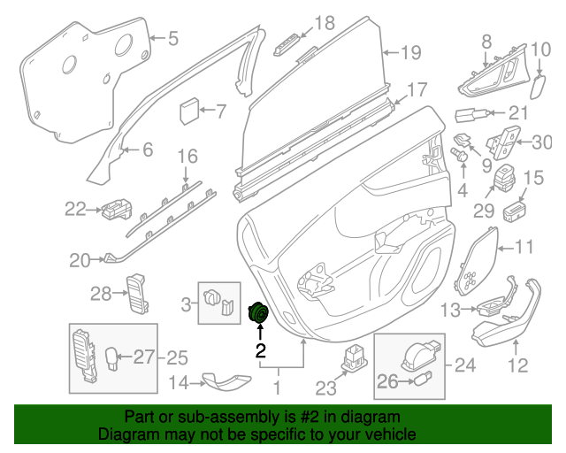2007-2024 Audi Door Trim Panel Clip 7L6-868-243 | Genuine Audi Parts