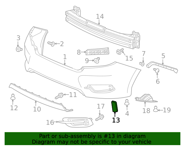 2016-2020 Honda Civic Reflector Assembly, L Rear 33555-TBA-A01 | OEM ...