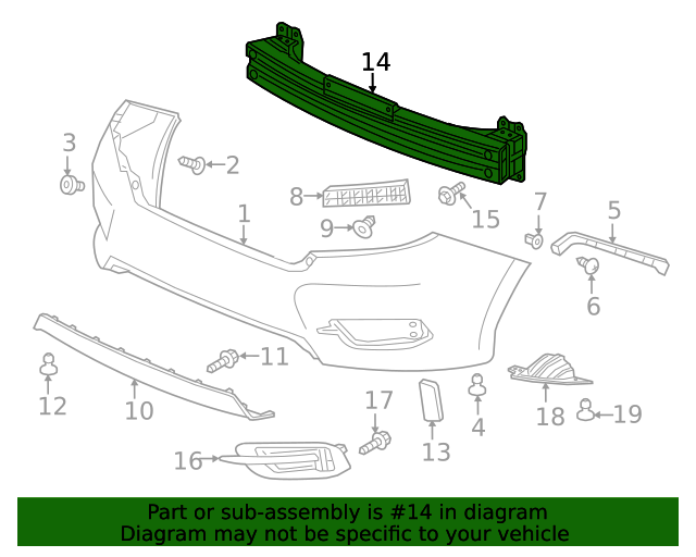 71530-TBA-A11 - Beam Rear Bumper - Genuine Honda Parts