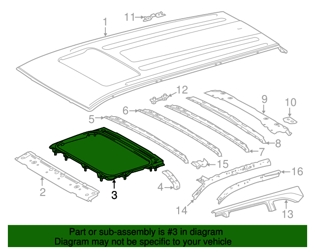 63142-0E050 - Sunroof Frame 2014-2019 Toyota Highlander | AutoNation Parts