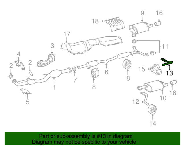 2018-2023 Toyota Exhaust System Hanger Bracket 17575-0P200 | Toyota ...