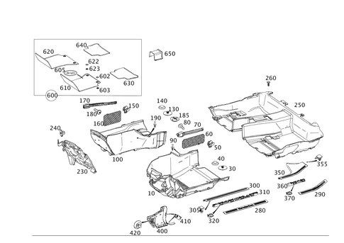 Front Wall Pillar Trim, Lining on Floor and Footrest for 2011 Mercedes ...