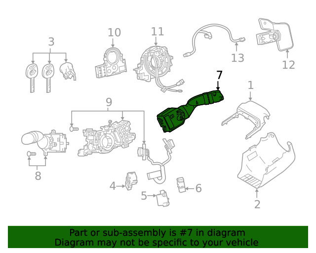 84652-0R090 - Wiper Switch - 2019-2021 Toyota | OEM Genuine Toyota Parts