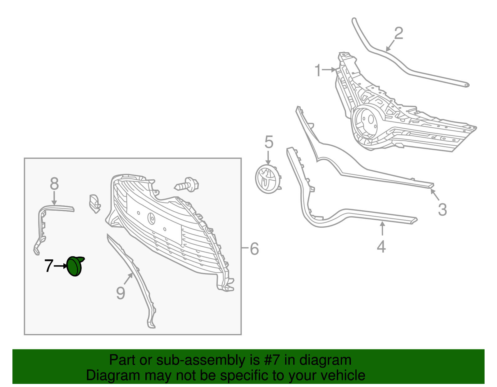 52129-0D060 - Lower Grille Hole Cover - 2015-2018 Toyota Yaris | Nucar ...