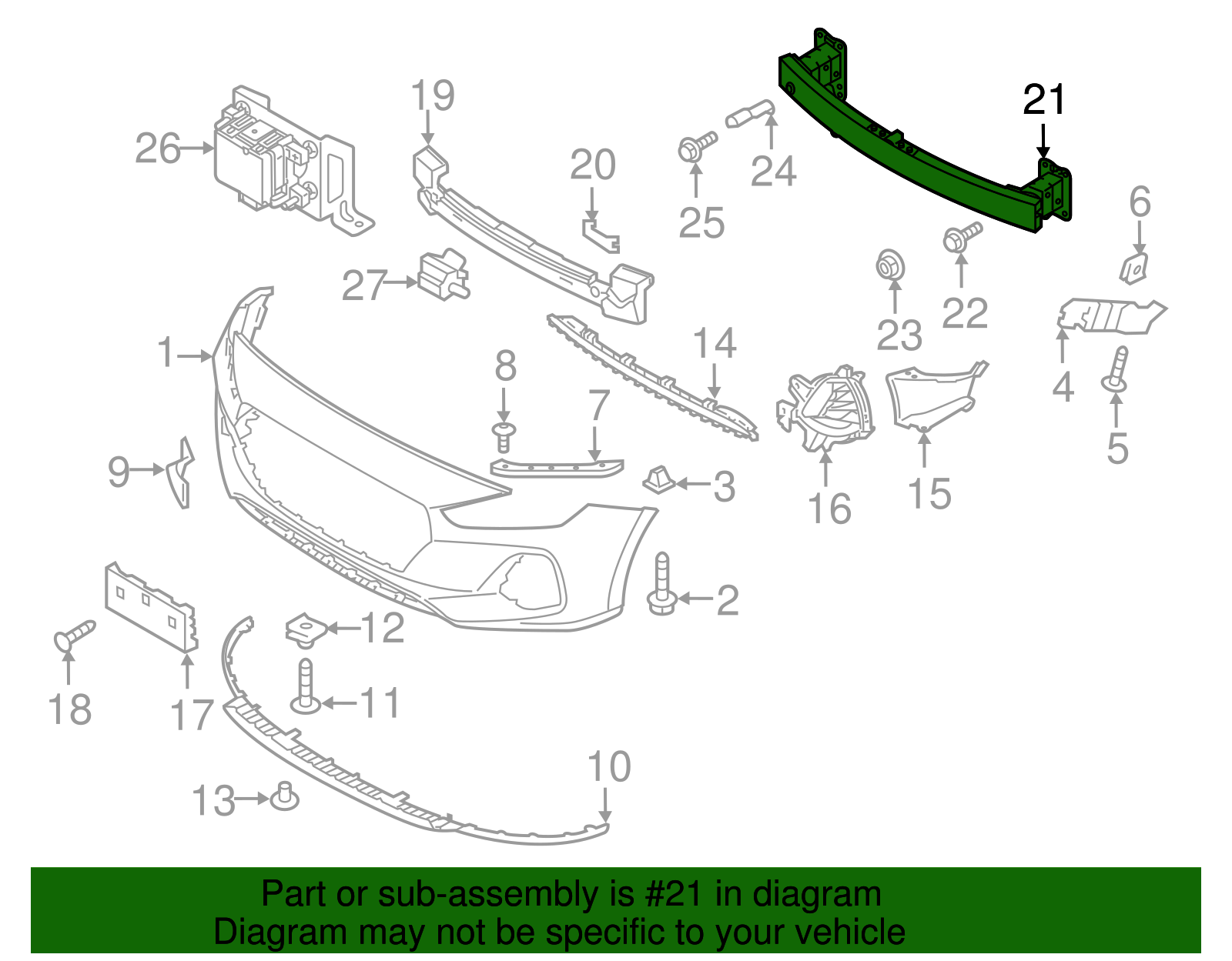 2018-2020 Hyundai Elantra GT Impact Bar 64900-G3100 | Hyundai Wholesale ...