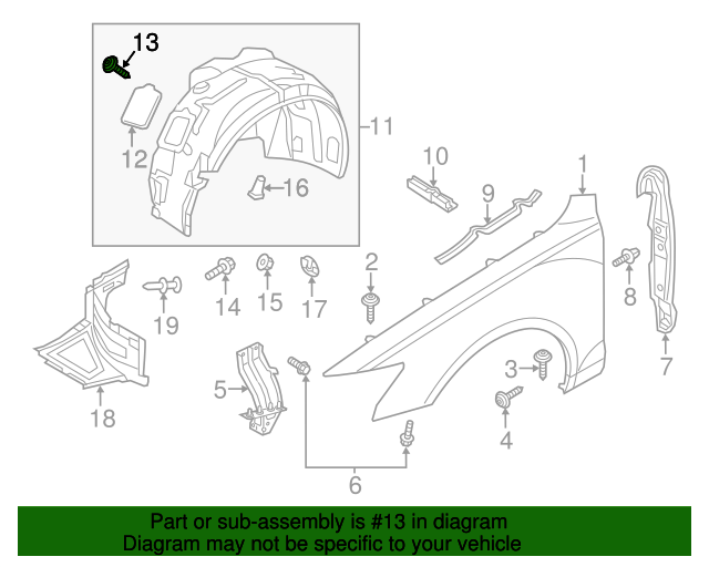N-907-758-01 - Bumper Cover Upper Bolt 2005-2023 Audi | Audi OEM Parts