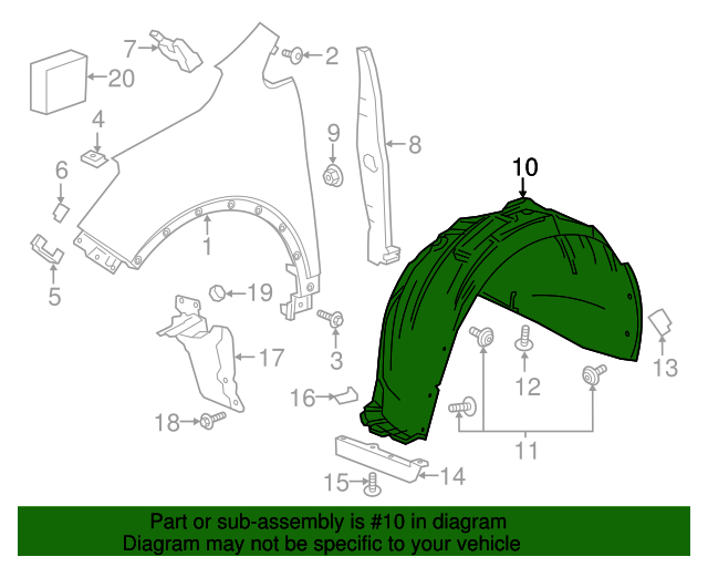 2016-2020 Buick Envision Front Passenger Side Wheelhouse Liner 84033746 ...