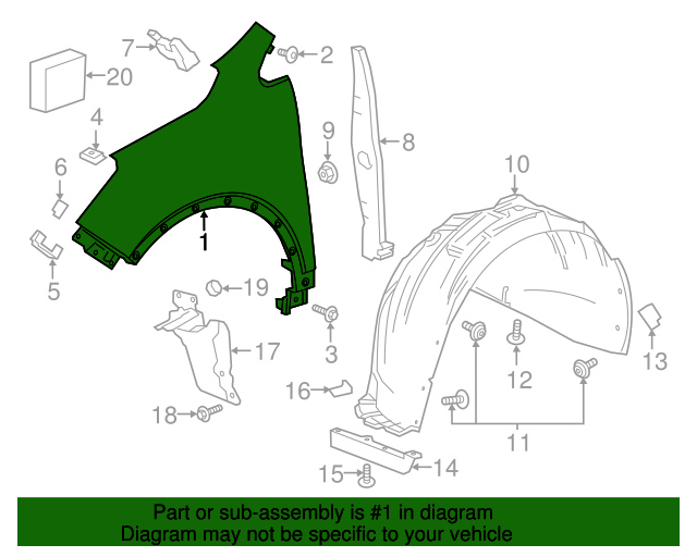 2016-2020 Buick Envision Front Passenger Side Fender 23497670 GM ...