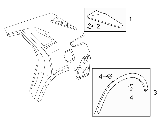 2017-2023 Cadillac XT5 Primed Rear Passenger Side Wheel Opening Molding ...