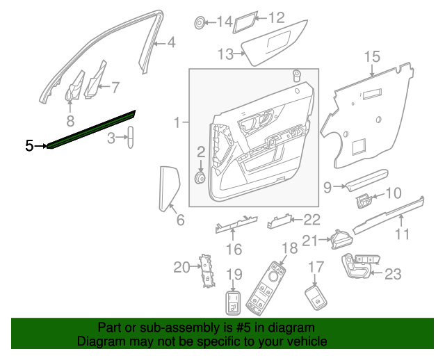 204-725-14-65 - Belt Weather-Strip 2010-2015 Mercedes-Benz | Mercedes ...