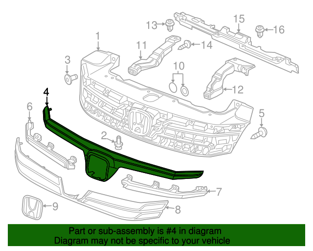 2012 Honda Civic Molding, Front Grille (Upper) 71122-TR2-A01 | OEM ...