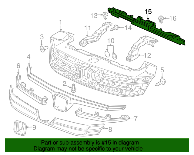 71103-TR0-A00 - Duct Front Bumper (Upper) - 2012 2013 Honda Civic ...