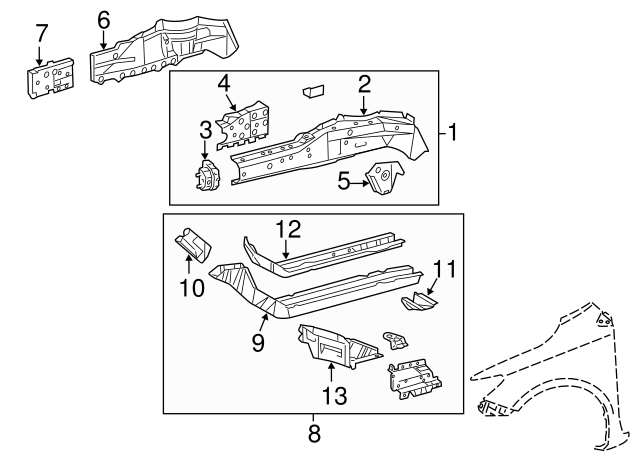 2009-2010 Toyota Rail Extension 57113-02100 | Toyota Parts