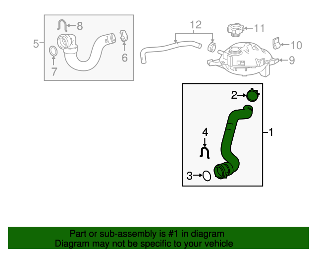 2016-2019 Chevrolet Cruze Radiator Inlet Hose 39063438 GM ...