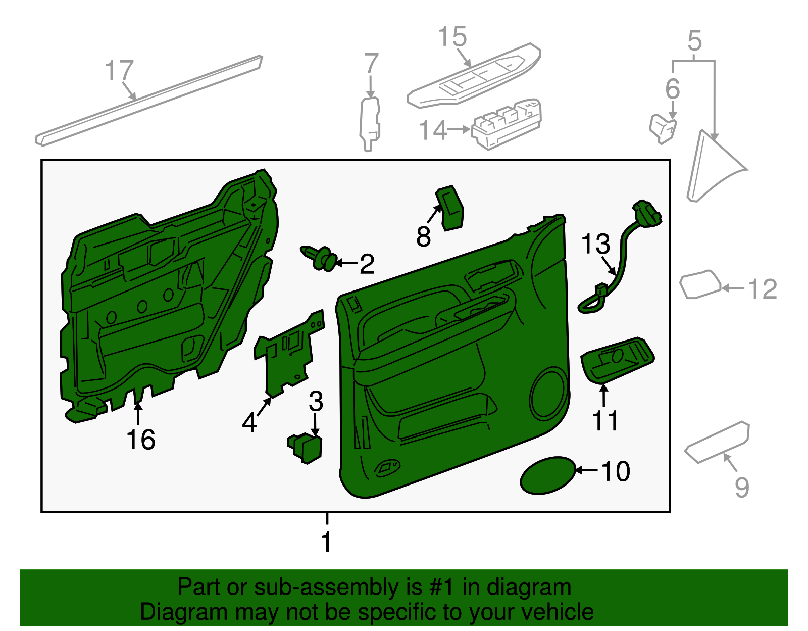 Ebony Front Passenger Side Door Trim Panel 84127325 GM | GMPartsDirect.com