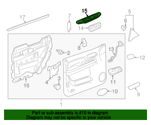 2007-2009 GM Metal Brush Front Driver Side Door Window Switch Bezel ...