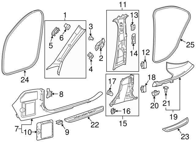 Genuine OEM Front Sill Plate | 205-680-42-09 | Fits Select 2015-2023 ...