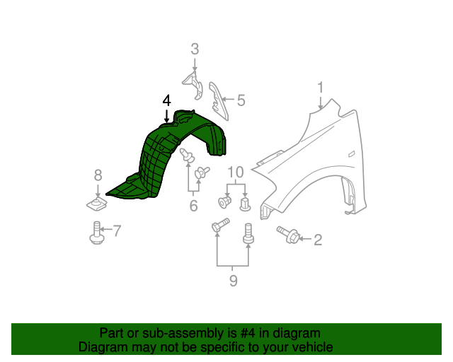 2007-2012 Nissan Versa Fender Liner 63842-9EL0A | Nissan Parts Plus