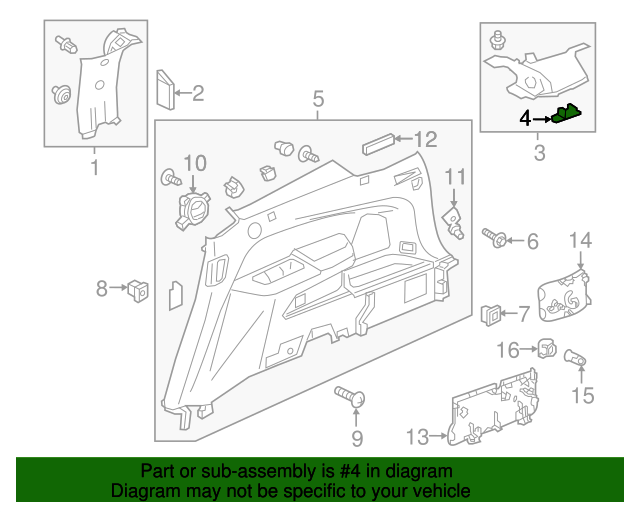 84142-TG7-A01ZA - Cap, R Side Curtain Airbag Lid *YR507L* (Shadow Beige) - 2016-2021 Honda Pilot ...
