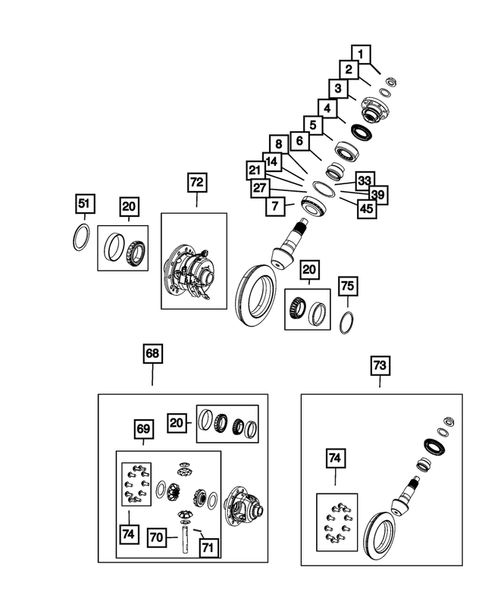 Front Axle: Housing, Differential and Vent for 2020 Jeep Wrangler ...