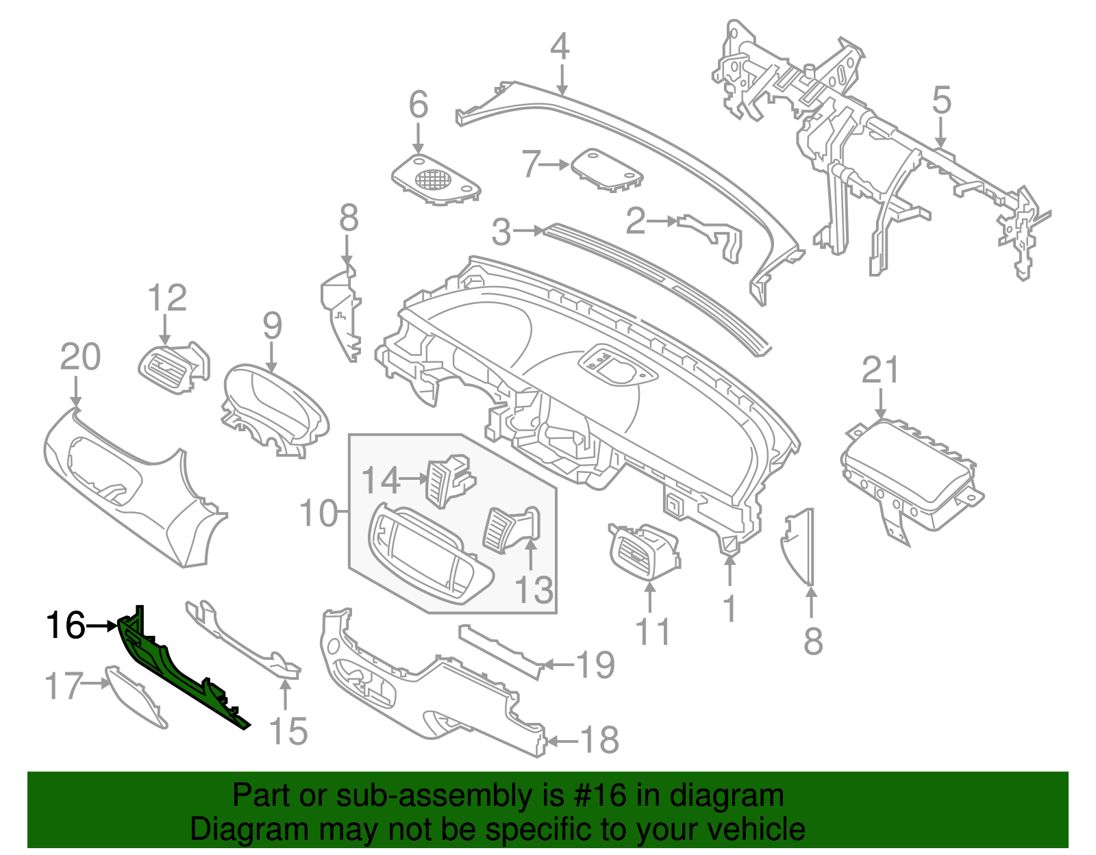 2019 Kia Sorento | Knee Bolster | 84750-C6500WK | Kia Auto Parts