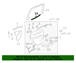 2020-2022 Cadillac XT6 Rear Passenger Side Door Window Inner Sealing ...