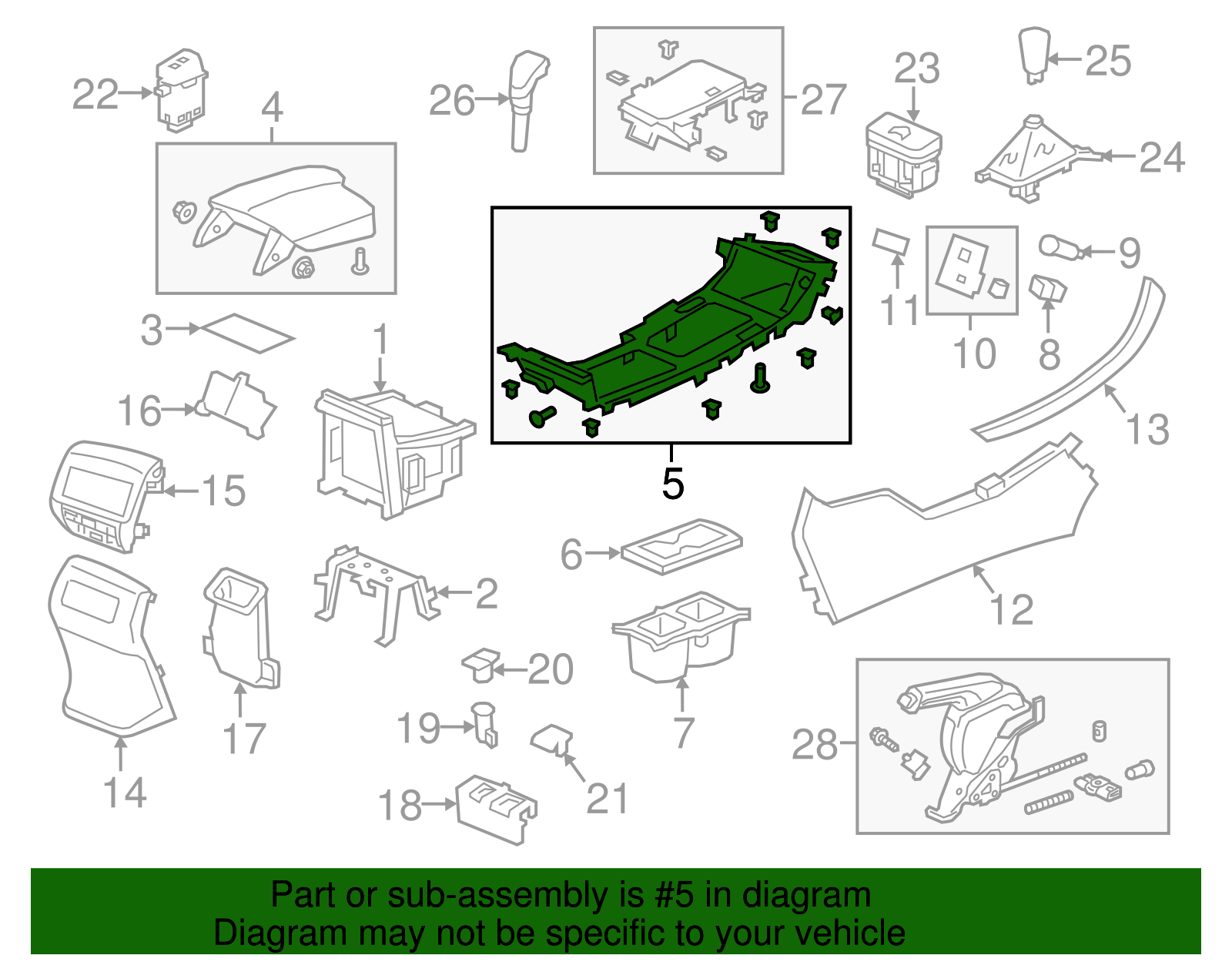 77297-T2F-A12ZA - 2013-2015 Honda Accord - Panel Assembly Console ...