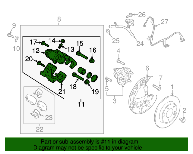 Hyundai - 58311-G3A50 - Caliper Assembly - 2018-2020 Hyundai Elantra GT ...