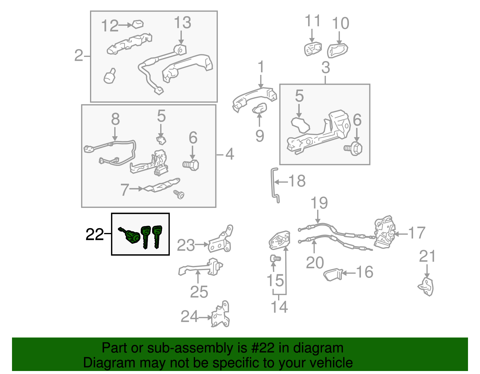2008-2012 Toyota Avalon Cylinder & Keys 69052-07030 | Toyota Parts Center